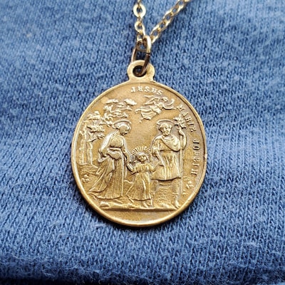 Agnus Dei Easter Medal Necklace, 14k Gold Plated Chain Necklace ...