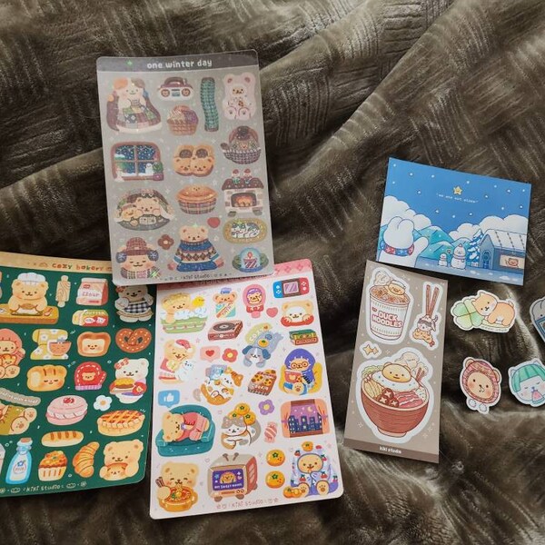Cozy Bakery Sticker Sheet Cute, Kawaii, Aesthetic, Bear, Bread, Baking ...