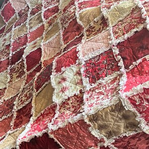 English Garden Large Rag Quilt Throw Pinks Yellows Greens Blues Tans ...