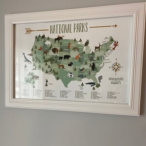 National park map National park maps Kids room decor Wall | Etsy