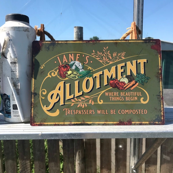 Personalised Allotment Sign Metal Garden Vegetable Patch Wall Door ...