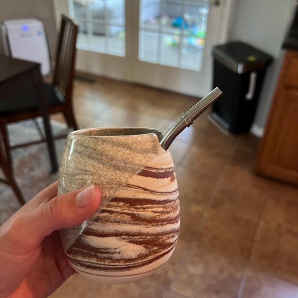 Handmade Ceramic Yerba Mate Gourd With Notch for Bombilla, Complete ...