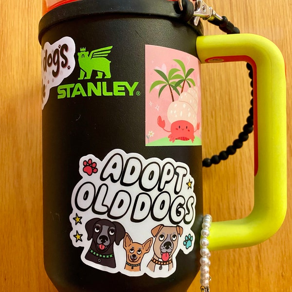 Adopt Old Dogs Weather-resistant Sticker, Dog Adoption Decal, Dog Lover ...