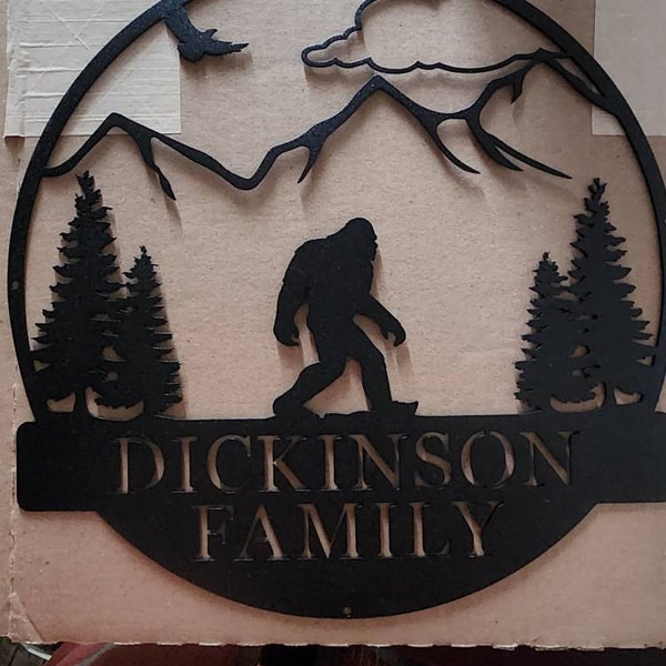 Outdoor Sasquatch Custom Name Metal Sign | Bigfoot Mountain Metal Sign ...