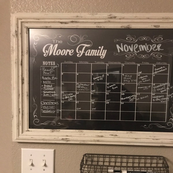 Chalkboard Calendar Printable-custom Calendar-digital File-family ...
