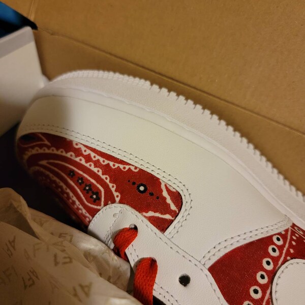 Red Bandana/paisley Custom Af1s - Etsy
