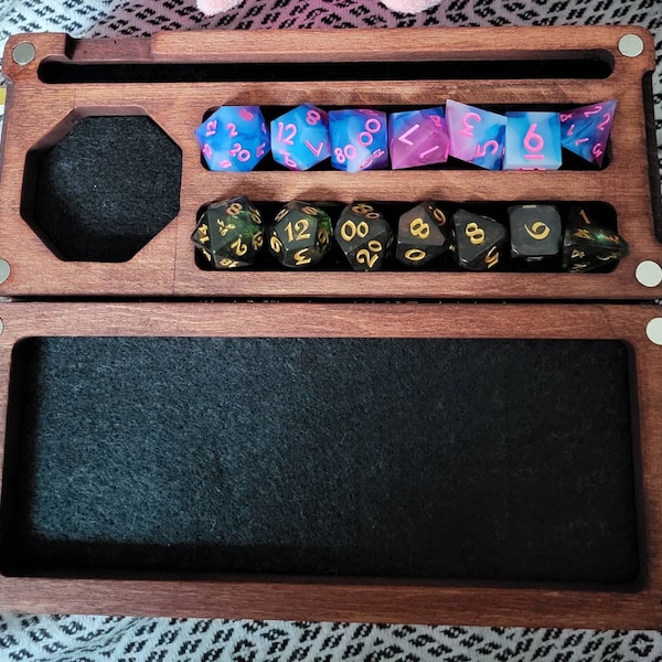 Personalized Wooden Dnd Dice Box With Tray, Role Play Game Dice Box, Wooden Dice Box, Dice ...