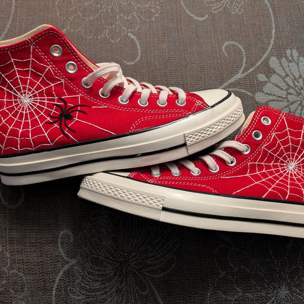 Custom Embroidered Converse: Spiderweb Halloween Sneakers - Etsy