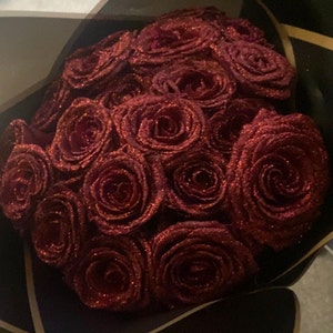Real Red Roses Glitter Bouquet Any Occasion - Etsy