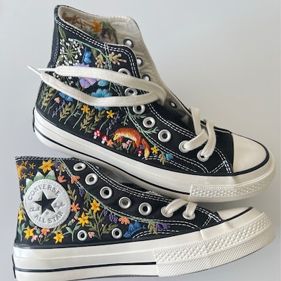 Custom Embroidered Converse High Tops Chuck Taylor 1970s/ Embroidered ...