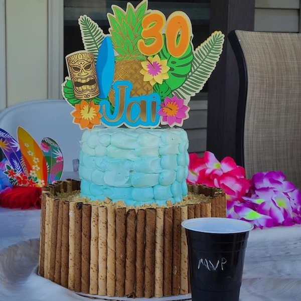 Luau Cake Topper, Luau Party, Hawaiian Decor, Hawaiian 3D Letter, Tiki ...