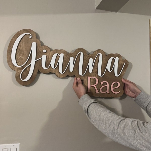 Large Wood Name Sign, Nursery Name Sign, Boho Nursery Sign , Above Crib ...