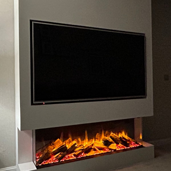 Electric Fireplace Real Decrotive Log Set - Perfect for Media Wall ...