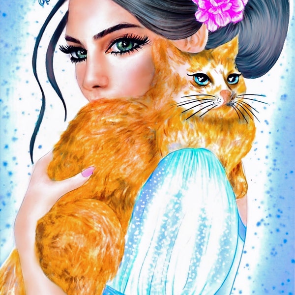 My Dear Cat Lady - Coloring Page for Adults * Instant Download ...