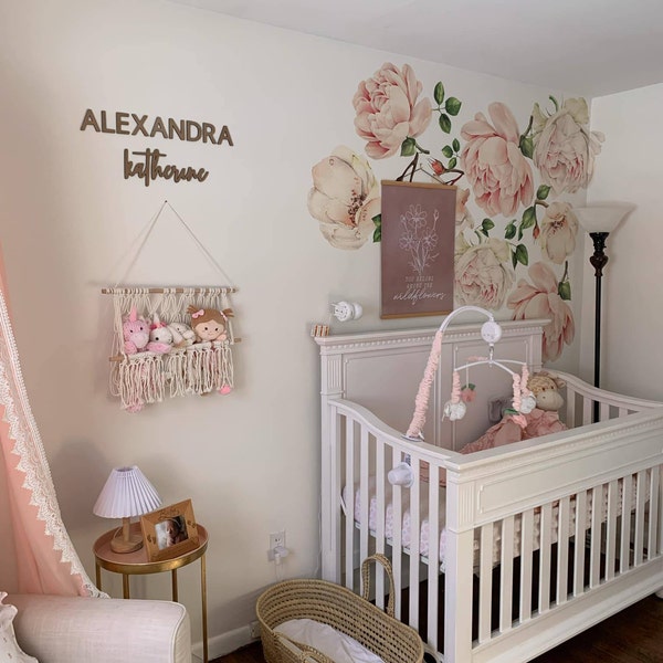 Custom Wood Nursery Name Sign, Custom Nursery Sign, Wood Backdrop, Wood ...