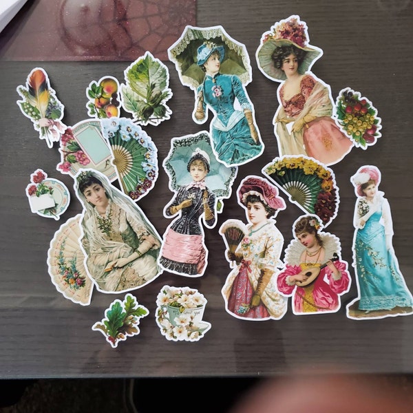 Vintage Girls Victorian Woman Characters Beauty Themed Decorative ...