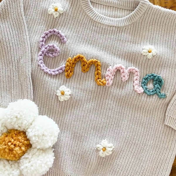 Custom Embroidered Name Sweater, Children's Clothes, Milestone Gift - Etsy