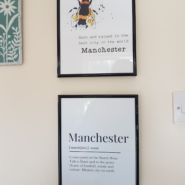 Manchester Definition Print and Born in Manchester Print Set ...