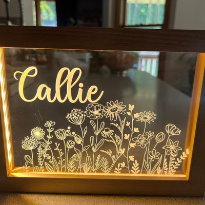 Garden and Floral LED Photo Frame Lamp Personalized Light-up Name Sign ...