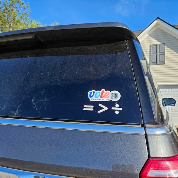 QR Code Vote Sticker for Car, 5.25" Vote Bumper Sticker, Register to ...