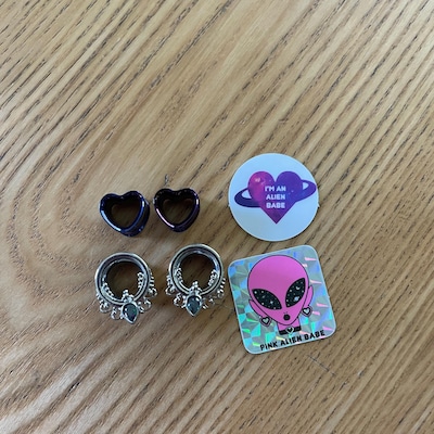 Power Amethyst Ear Weights Silver Steel Crystal Hangers Pair Ear Plugs ...