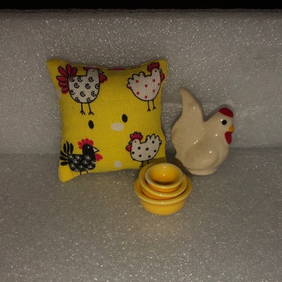 Dollhouse Miniature Yellow Chicken/rooster Pillow 1:12 Scale - Etsy