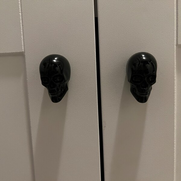 Black Skull Door Knobs/drawer Knobs (set of 2), Black Kitchen/bathroom ...