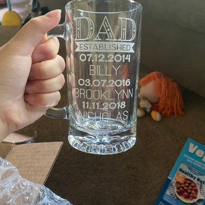Personalized Dad Beer Mug With dad Established Engraving - Etsy