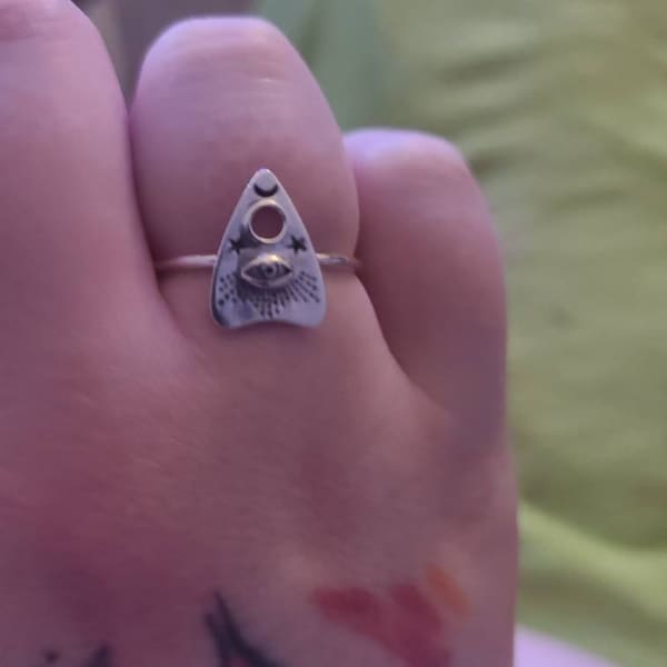 Planchette Ring, Ouija Ring, Moon and Star Ring, Planchette Jewelry ...