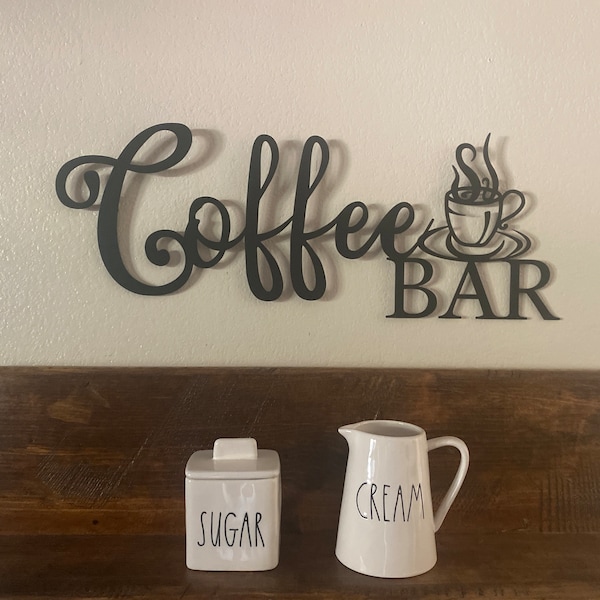 Coffee Bar Script Metal Sign - Home Coffee Area Wall Décor - Steel ...