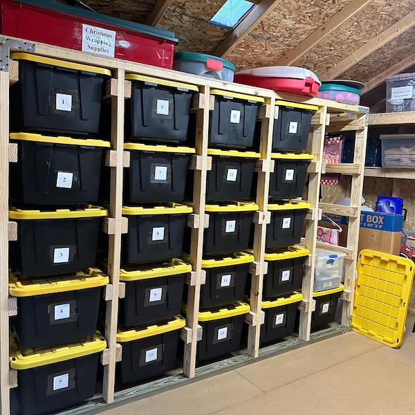 DIY Tote Rack Plans for the HDX 27-gallon Bins Sold by Home Depot 5 ...