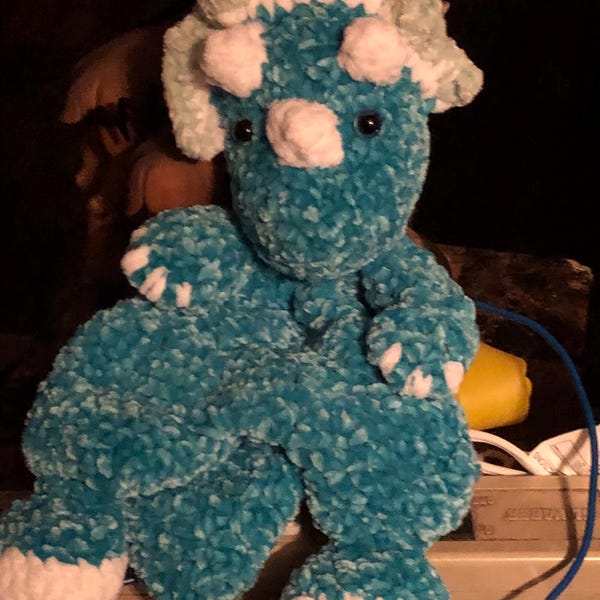 Crochet Triceratops Snuggler Pattern: Amigurumi Dinosaur Lovey (PDF ...