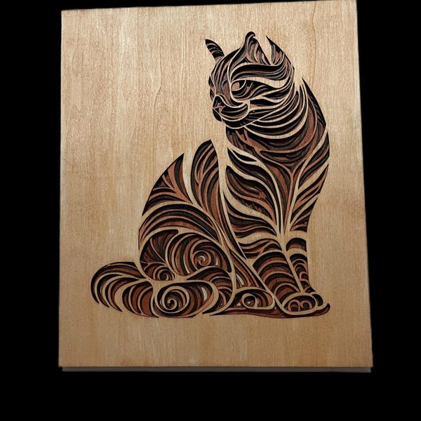3D Multilayered Cat Abstract | Laser Cut Cat Ornament File | Cat Wall ...