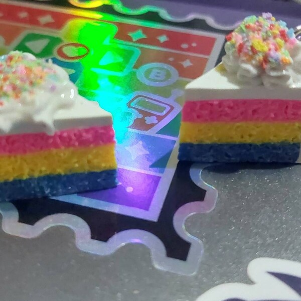 Kawaii LGBT+ Pansexual Pride Flag Cake Earrings W/frosting and ...