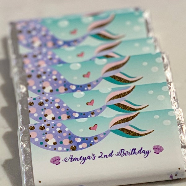 EDITABLE Mermaid Chocolate Bar Wrapper, Under the Sea Birthday Party Favors, Beach Baby Shower ...