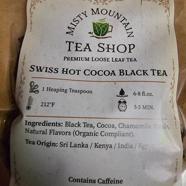 Swiss Hot Cocoa Black Tea / Holiday Tea / Fall Flavored Tea / Chocolate ...