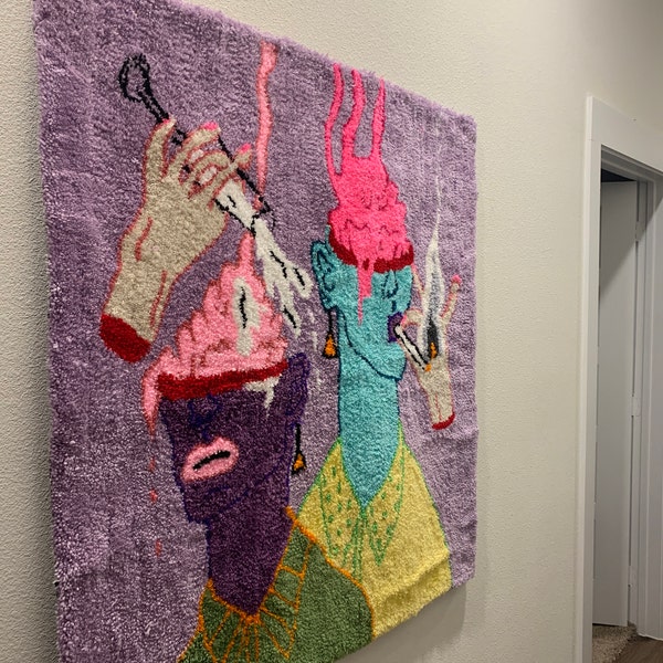 Melted Functional Handmade Tufted Rug for Wall - Etsy