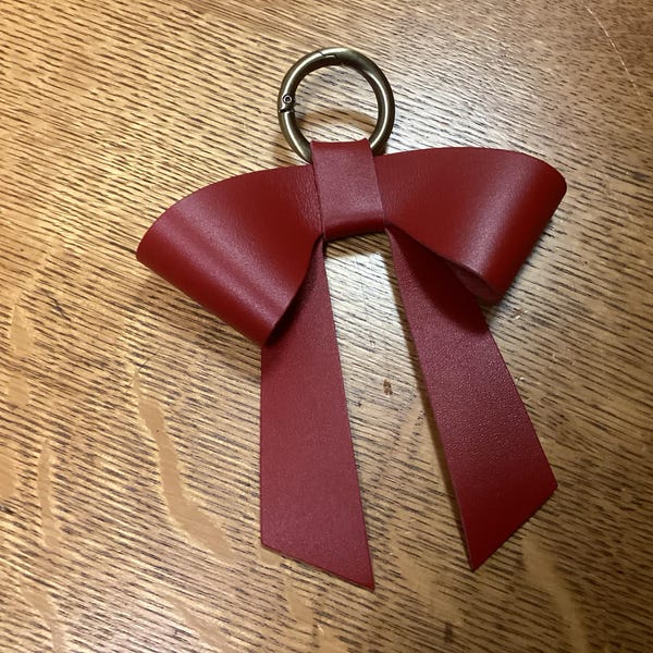 Nappa Leather Mini Bow Keychain, Personalized Lovely Bow Keyring, Bag ...