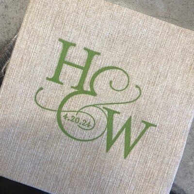 Embossed Napkins, Interlocking Monogram, Monogrammed Linen Like ...