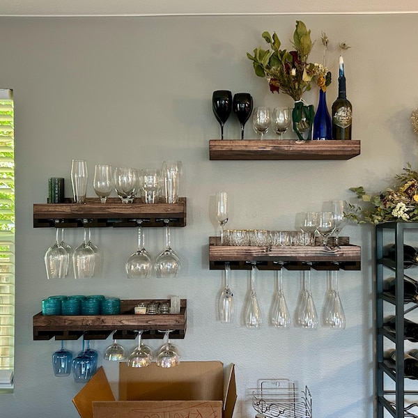 Wood Wine Rack Shelves | the Ryan | Wall Mounted Shelf & Hanging ...