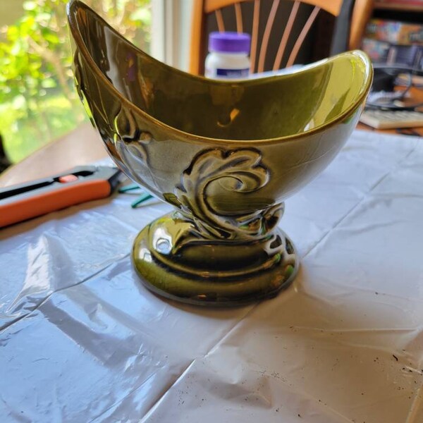 Signed Studio Art Pottery Bowl Abstract Blue, Pink, & Cream Glaze ...