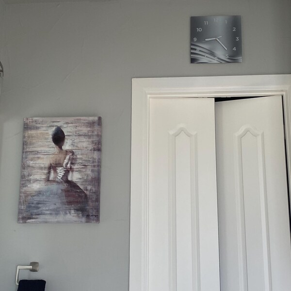 Blue Glass Clock, Blue Printed Clock, Solid Color Modern Wall Clock ...