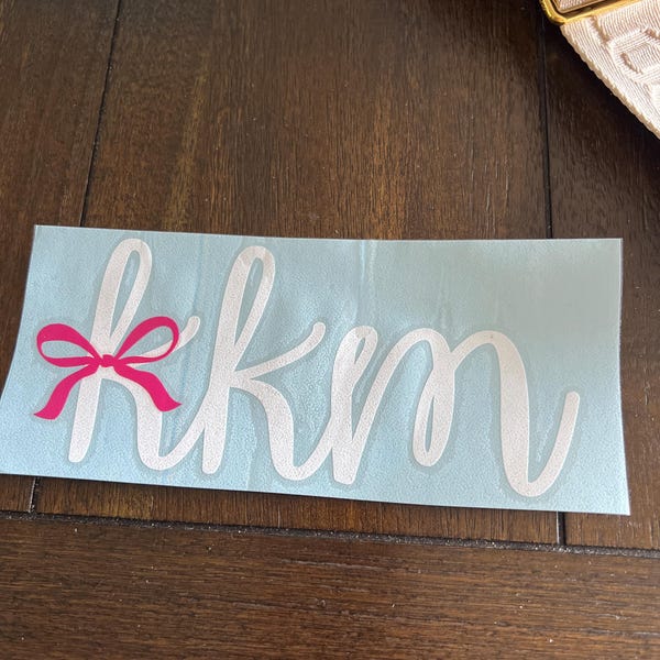 Monogram Car Decal, Coquette Car Decal, Monogram Sticker, Bow Monogram ...