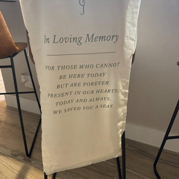 Custom Ivory in Memory of Wedding Chair Fabric Sign | Personalized ...