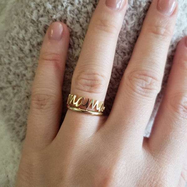 10K,14K,18K Gold Mama Ring, Dainty Mama Ring, Gift for Mom, New Mom ...