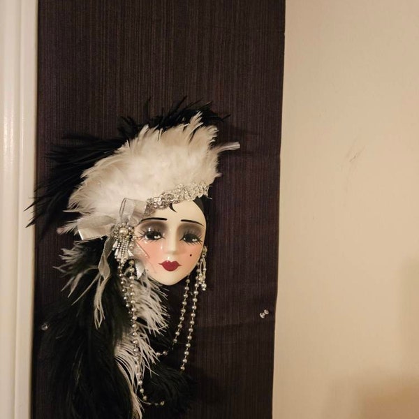 Unique Creations Large Pierrot Jester Clown Lady Face Mask Wall Hanging ...