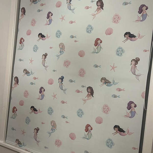 Mermaids and Bubbles Roller Blind – Pink Mermaid Nursery Window Blind ...