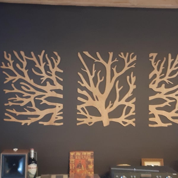 Wood Tree Wall Art: 3-panel Branch Decor - Etsy