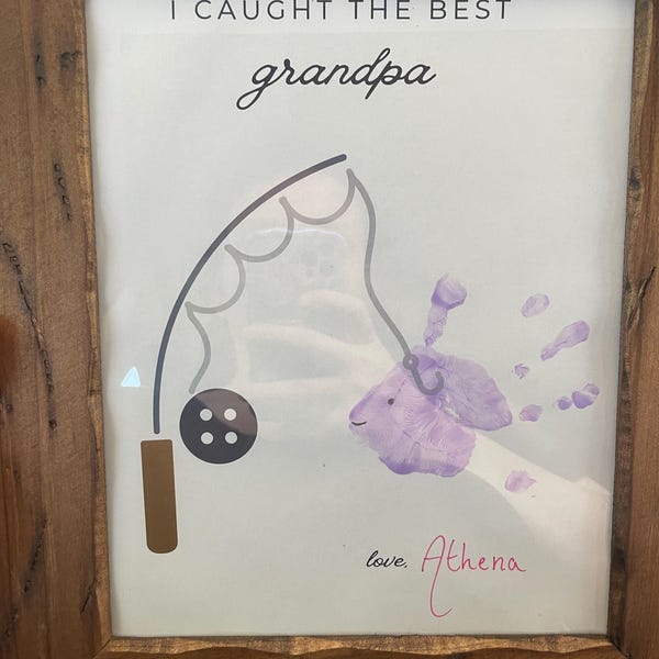 Grandpa Fish Handprint Art Printable | Grandpa Birthday Gift Fishing ...