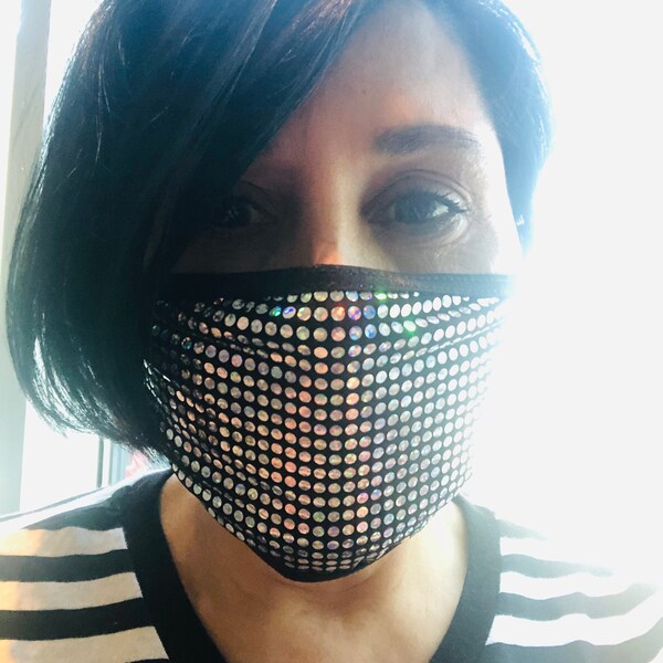 Disco Robot Super Holographic Black Face Mask for Festivals and Raves ...